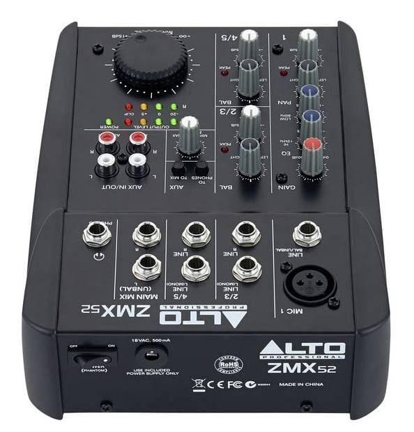 Kompaktný mixpult Alto ZMX52 - Svetelná, zvuková a DJ technika ...