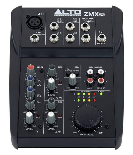 Kompaktný mixpult Alto ZMX52 - Svetelná, zvuková a DJ technika ...